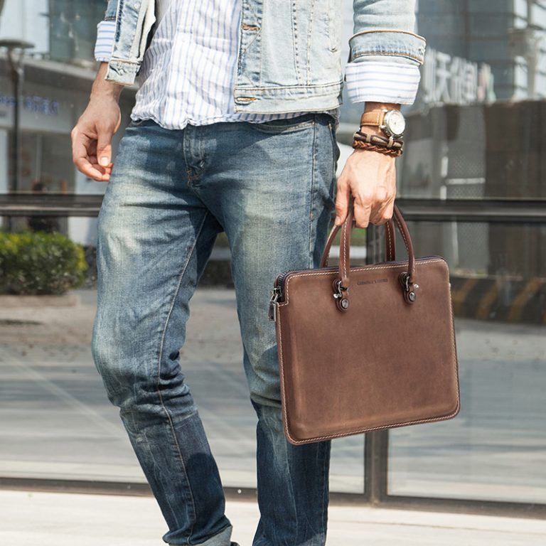 Premium Genuine Leather 15” Laptop Bag - Leatherya